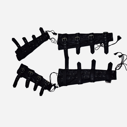 Genuine Black Leather Restraints Arm & Leg Binders Set With Lacing ...