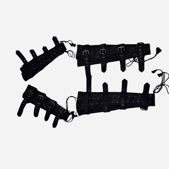 Genuine Black Leather Restraints Arm & Leg Binders Set With Lacing ...