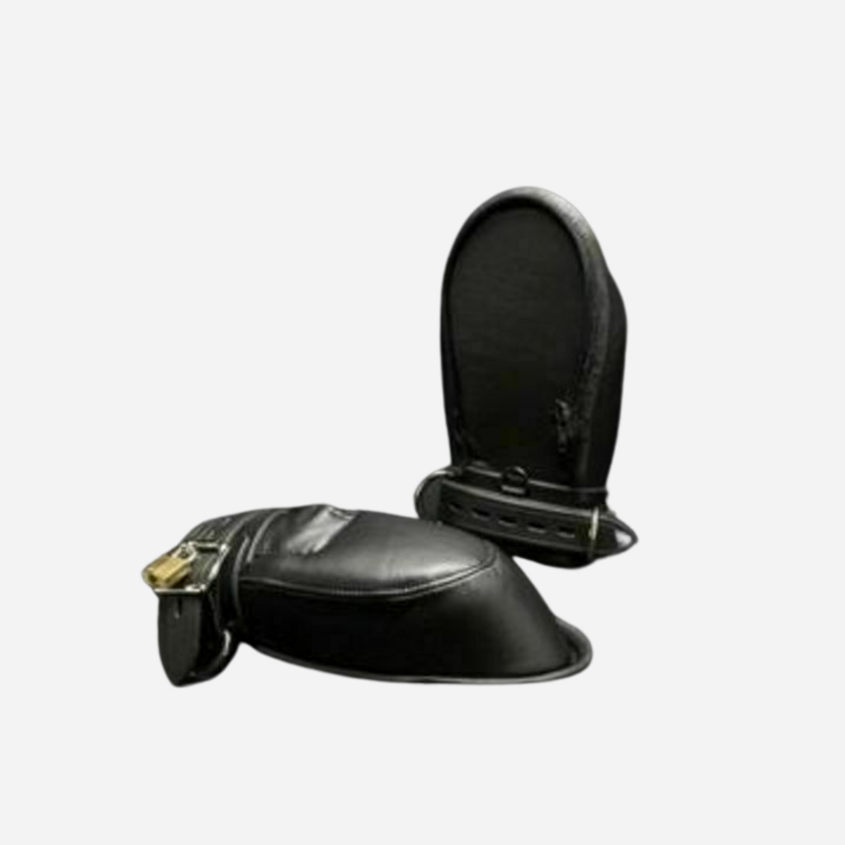 Premium Genuine Leather Lockable Mittens with Zipper Palm & Adjustable ...